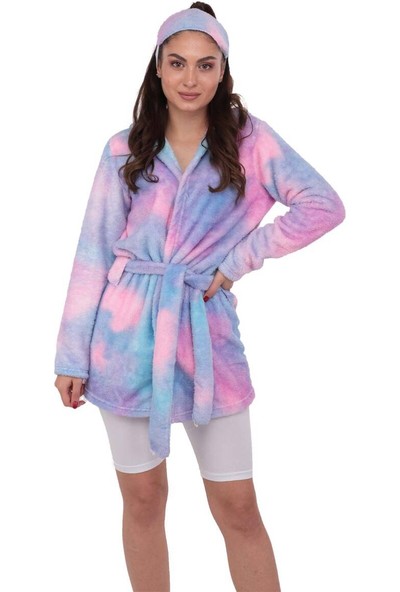 Polkan Batik Desenli Polar Sabahlık 17790 | Lila Polkan Batik Desenli Polar Sabahlık 17790 | Lila