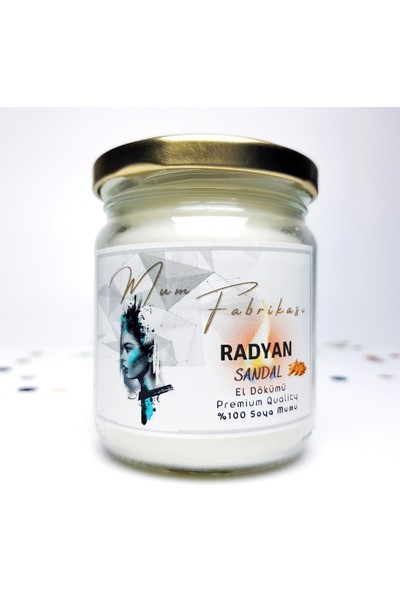 Mum Fabrikası Radyan - Sandal Esansı Cam Kavanoz Soya Mumu (210 Cc)