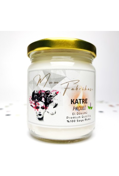 Mum Fabrikası Katre - Paçuli Esansı Cam Kavanoz Soya Mumu (210 Cc)
