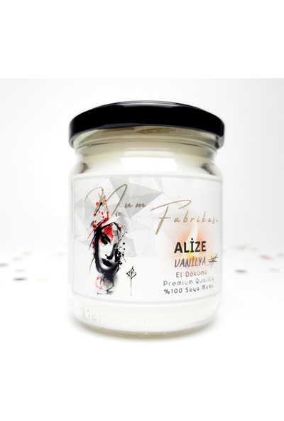 Mum Fabrikası Alize - Vanilya Esansı Cam Kavanoz Soya Mumu (210 Cc)