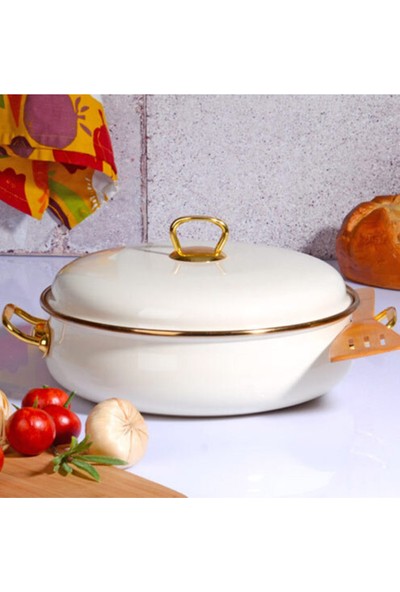 Kosova 26 cm Emaye Karnıyarık Tencere Beyaz