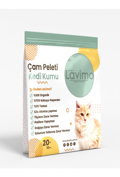 Lavimo Kedi Kumu %100 Organik Çam Peleti 20LT Lavimo Kedi Kumu %100 Organik Çam Peleti 20LT