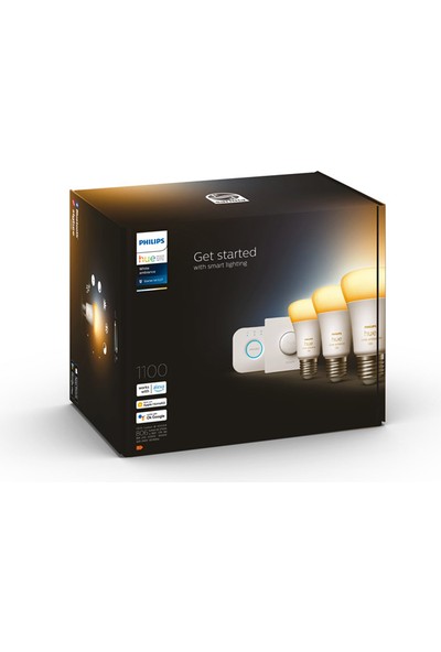 Philips Hue Beyaz Akıllı Başlangıç Seti 3'lü Kumandalı 8 W E27 Bluetooth Özellikli Philips Hue Beyaz Akıllı Başlangıç Seti 3'lü Kumandalı 8 W E27 Bluetooth Özellikli