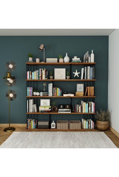 Woodeskdefne Masif Ahşap Tik Renk 200 x 200 cm Kitaplık CPT6008-200