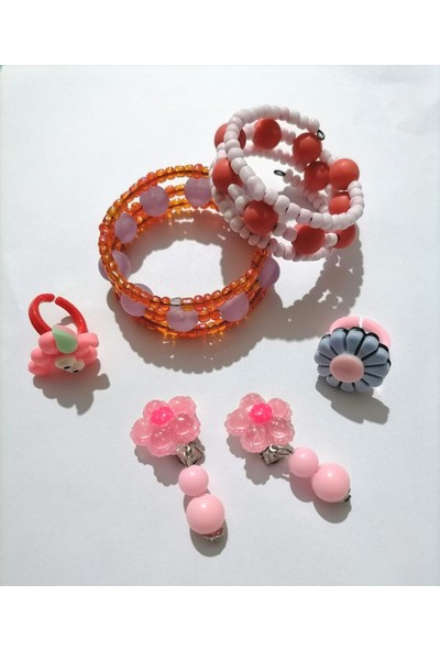 Çocuk Küpe Bilezik ve Yüzük Seti
