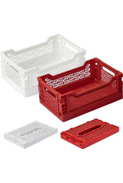 Alpinplast Mini Box Katlanabilir Plastik Kasa 2'li Kırmızı - Beyaz Alpinplast Mini Box Katlanabilir Plastik Kasa 2'li Kırmızı - Beyaz