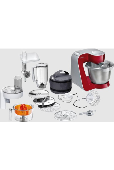 Bosch MUM55761 900 W 3.9 lt Mutfak Şefi - Kırmızı - Gümüş