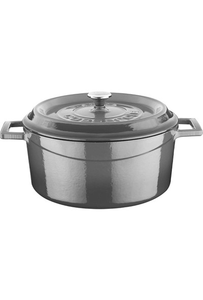 Lava Döküm Yuvarlak Tencere. Trendy Çap(Ø) 24CM. - Gri Lava Döküm Yuvarlak Tencere. Trendy Çap(Ø) 24CM. - Gri