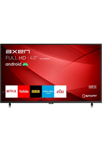 Axen AX43DIL13-TNR 43'' 110 Ekran Uydu Alıcılı Full HD Android Smart D-DUAL LED TV Axen AX43DIL13-TNR 43'' 110 Ekran Uydu Alıcılı Full HD Android Smart D-DUAL LED TV