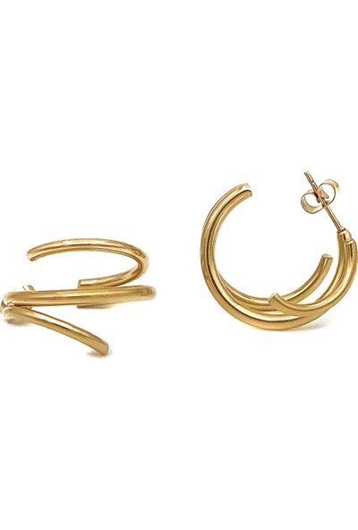 Ess Jewelry 3 Sıra Tasarım Çelik Halka Küpe Ess Jewelry 3 Sıra Tasarım Çelik Halka Küpe