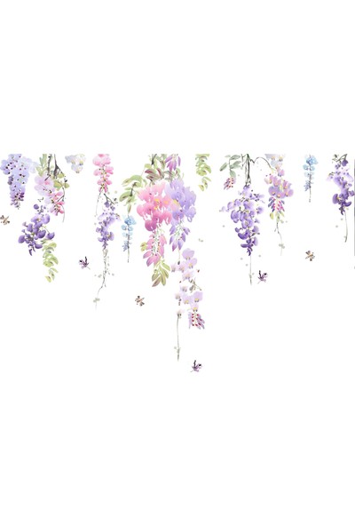 Peighusill ÇıkarılABilir Kendinden Yapışkanlı Çiçek Desenli Duvar Stickerı - Mor (Yurt Dışından)