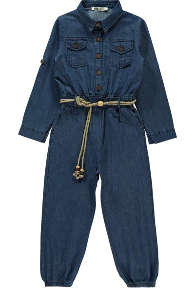 Civil Girls Kız Çocuk Kot Tulum 6-9 Yaş Mavi