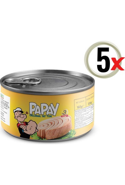 Papay Ay Çiçekyağı Ton Balıgı Konserverı 160G × 5 Adet Papay Ay Çiçekyağı Ton Balıgı Konserverı 160G × 5 Adet