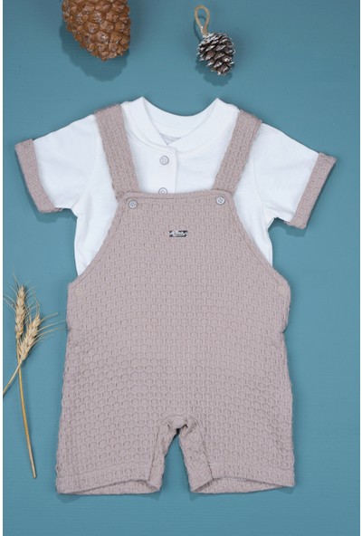 Çizgi Kids Erkek Çocuk Yakası Çıtçıtlı Örme Vizon Rengi Kısa Slopet