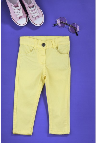 Çizgi Kids Kız Çocuk Dar Paça Spor Kesim Sarı Pantolon