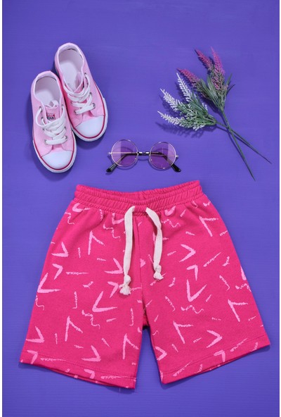 Çizgi Kids Kız Çocuk Geometrik Baskılı Fuşya Şort Çizgi Kids Kız Çocuk Geometrik Baskılı Fuşya Şort