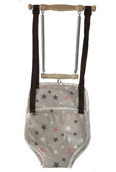 El Yapımı Gri Renk Yıldız Desenli Unisex Bebek Hoppala Zıp Zıp 18 kg Ye Kadar Taşıma Kapasiteli