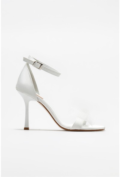 Elle Shoes Ekru Kadın Topuklu Sandalet
