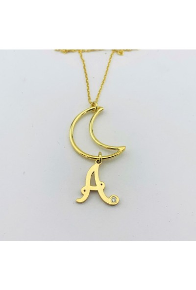 Butik Gümüş Gümüş Harfli Ay Kolye (BG-KLY-796)