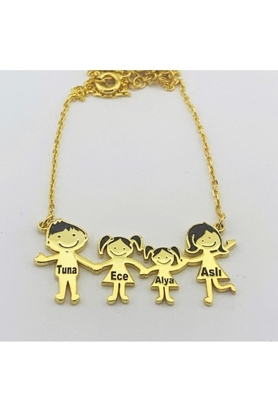 Butik Gümüş Gümüş Kişiye Özel Aile Figürlü Kolye (BG-KLY-797)