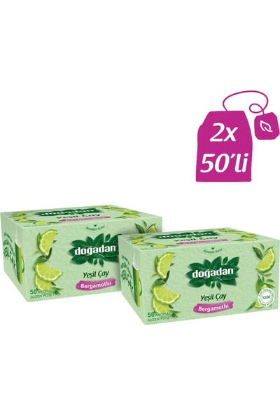 Doğadan Yeşilçay Bergamot Aromalı 50LI X2 Doğadan Yeşilçay Bergamot Aromalı 50LI X2