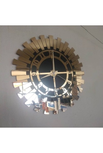 Sırayn Dekoratif Pleksi Aynalı Gold Black Duvar Saati Sırayn Dekoratif Pleksi Aynalı Gold Black Duvar Saati