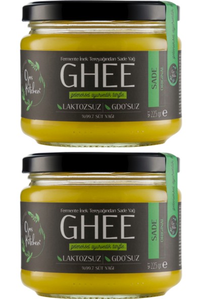 Ojas Kitchen Sade Ghee Sade Yağ 2 x 225 gr Laktozsuz Gdo' Suz Saf Yağ Ojas Kitchen Sade Ghee Sade Yağ 2 x 225 gr Laktozsuz Gdo' Suz Saf Yağ