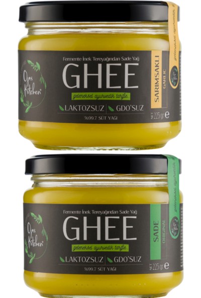 Ojas Kitchen Sade Ghee & Sarımsaklı Ghee Sade Yağ 225 gr x 2'li Laktozsuz Gdo' Suz Saf Yağ Ojas Kitchen Sade Ghee & Sarımsaklı Ghee Sade Yağ 225 gr x 2'li Laktozsuz Gdo' Suz Saf Yağ