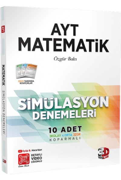 3D Yayınları Ayt Matematik 10'lu Simulasyon Denemeleri Tamamı Video Çözümlü 3D Yayınları Ayt Matematik 10'lu Simulasyon Denemeleri Tamamı Video Çözümlü