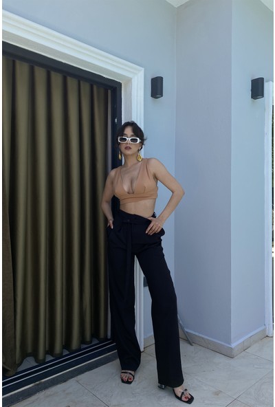 Eyyo Siyah Kuşaklı Pantolon ATE1365