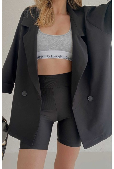 Eyyo Siyah Toparlayıcı Yarım Tayt TZ0123 Siyah