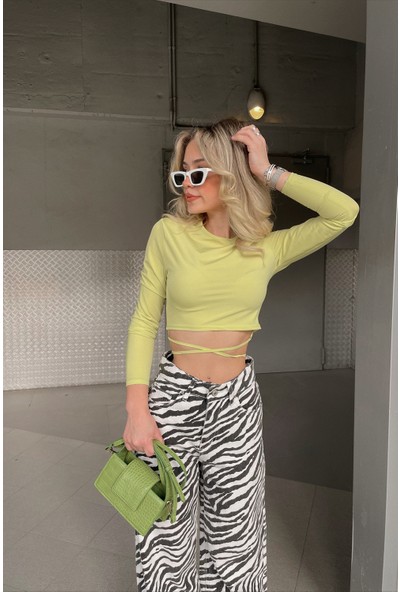 Alvin Yeşil Uzun Kol Crop Top ATE1192 Alvin Yeşil Uzun Kol Crop Top ATE1192