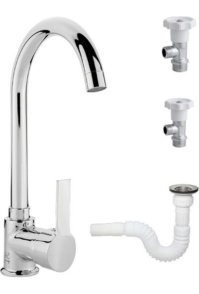 Sc GrupMelin Lavabo & Eviye Bataryası, Körüklü Sifon, Ara Musluk, 3`lü Set Sc GrupMelin Lavabo & Eviye Bataryası, Körüklü Sifon, Ara Musluk, 3`lü Set