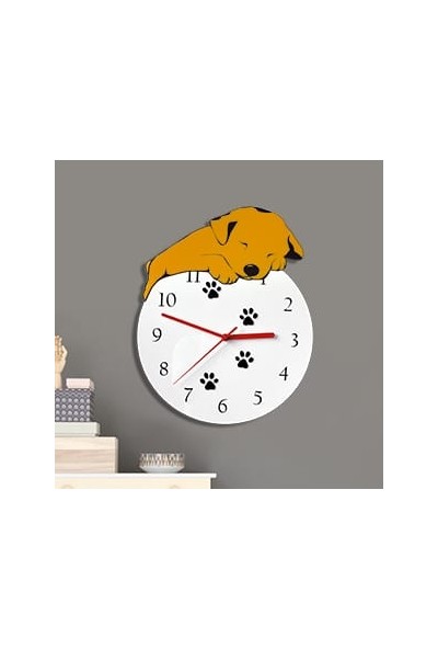 Dora Home Dekoratif Ahşap Köpekli Saat Dora Home Dekoratif Ahşap Köpekli Saat