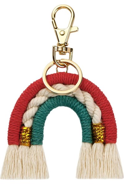 Dokuma Gökkuşağı Anahtarlıklar Püskül Çanta Aksesuarları Anahtarlık Anahtarlık Hediyeler Kırmızı