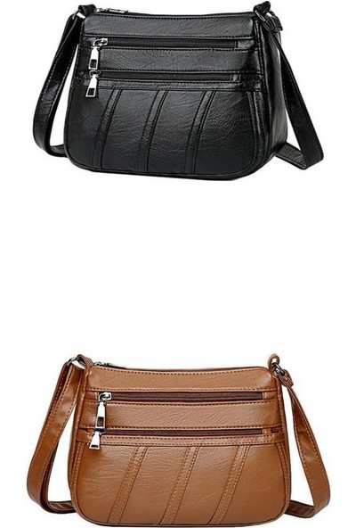 2 Adet Retro Stil Kadın Crossbody Çanta Pu Deri Messenger Omuz Çantaları Çanta