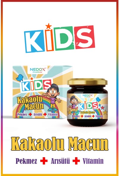 Nedox Pharma Kids Çocuklar Için Özel - Arı Sütü, Pekmez, Bal ve Vitamin Katkılı Kakaolu Macun Nedox Pharma Kids Çocuklar Için Özel - Arı Sütü, Pekmez, Bal ve Vitamin Katkılı Kakaolu Macun