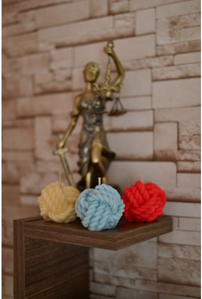 3'lü Dekoratif Yumak Örgü Mum Hediyelik