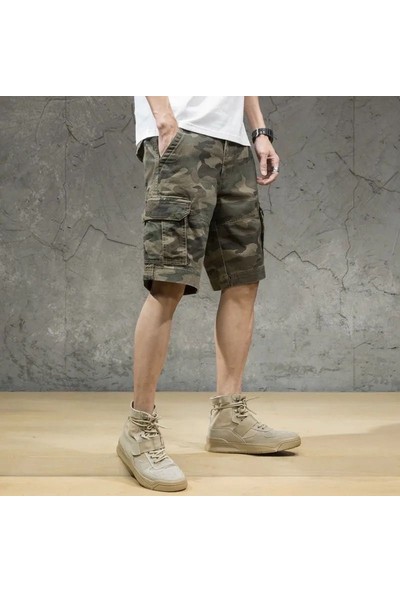 Hausen Khaki Kamuflaj Erkeklerin Iş Kısayolları - Khaki Camouflage (Yurt Dışından)