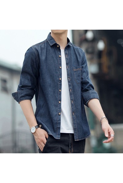 Hausen Erkekler Için Uzun Kol Gömleğini Boşaltıyor - Deniz Mavi (Yurt Dışından)