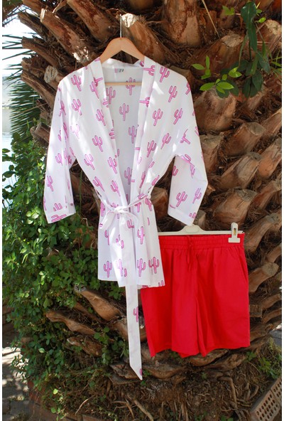 Desenli Kimono&şort Takımı