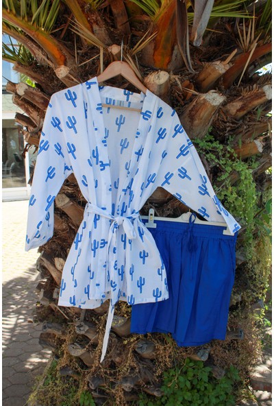 Desenli Kimono&şort Takımı