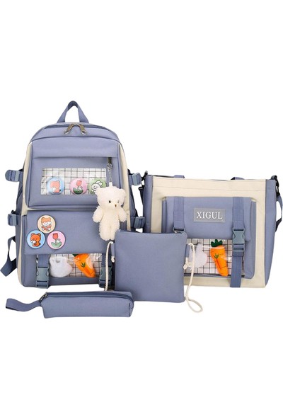 Kadın Tuval Sırt Çantaları 4 Adet / Takım Seyahat Bookbag Bookbag Bookbag Lisesi Çantası Kadın Tuval Sırt Çantaları 4 Adet / Takım Seyahat Bookbag Bookbag Bookbag Lisesi Çantası