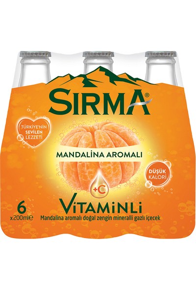 Sırma C Mandalina Aromalı Meyveli Soda 200 ml x 6'lı Sırma C Mandalina Aromalı Meyveli Soda 200 ml x 6'lı