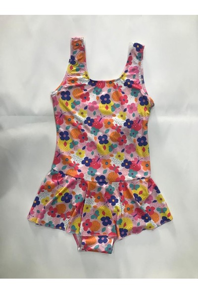 My-o Kız Çocuk Desenli Likralı Elbise Mayo Gül Kurusu