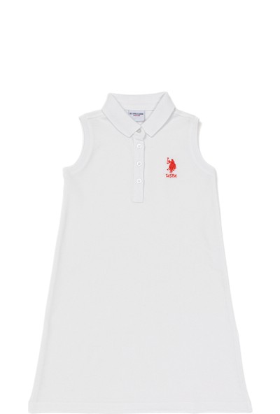U.S. Polo Assn. Kız Çocuk Beyaz Örme Elbise