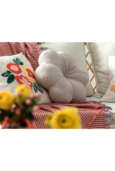 Summer Bloom Dekoratif Kırlent 40 cm Bej