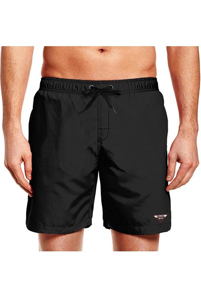 Prada Siyah Renk Fermuar Cepli Beli Lastikli Dokuma Kumaş Slim Fit Erkek Sporcu Şortu Prada Siyah Renk Fermuar Cepli Beli Lastikli Dokuma Kumaş Slim Fit Erkek Sporcu Şortu