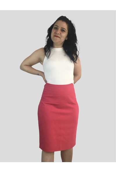 Marka Dilem Yüksek Bel Pembe Dar Etek