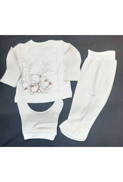 Berkay Tekstilden Pamuklu Bebekler Için Kendinden Eldivenli Alt Üst ve Bere Takımı